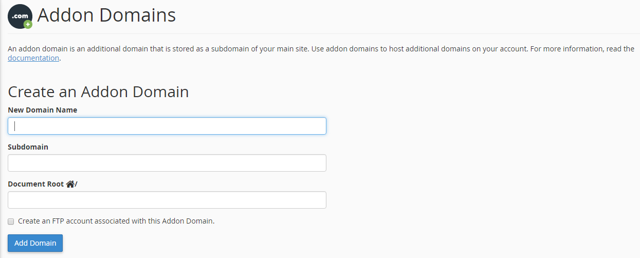 How to create Addon Domain in cPanel - Mondoze Cloud