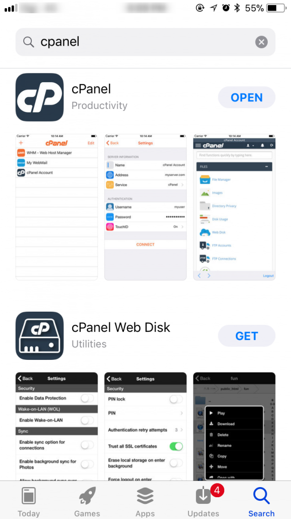 Connect to cPanel/Webmail/WHM via cPanel app (iOS) - Mondoze Cloud