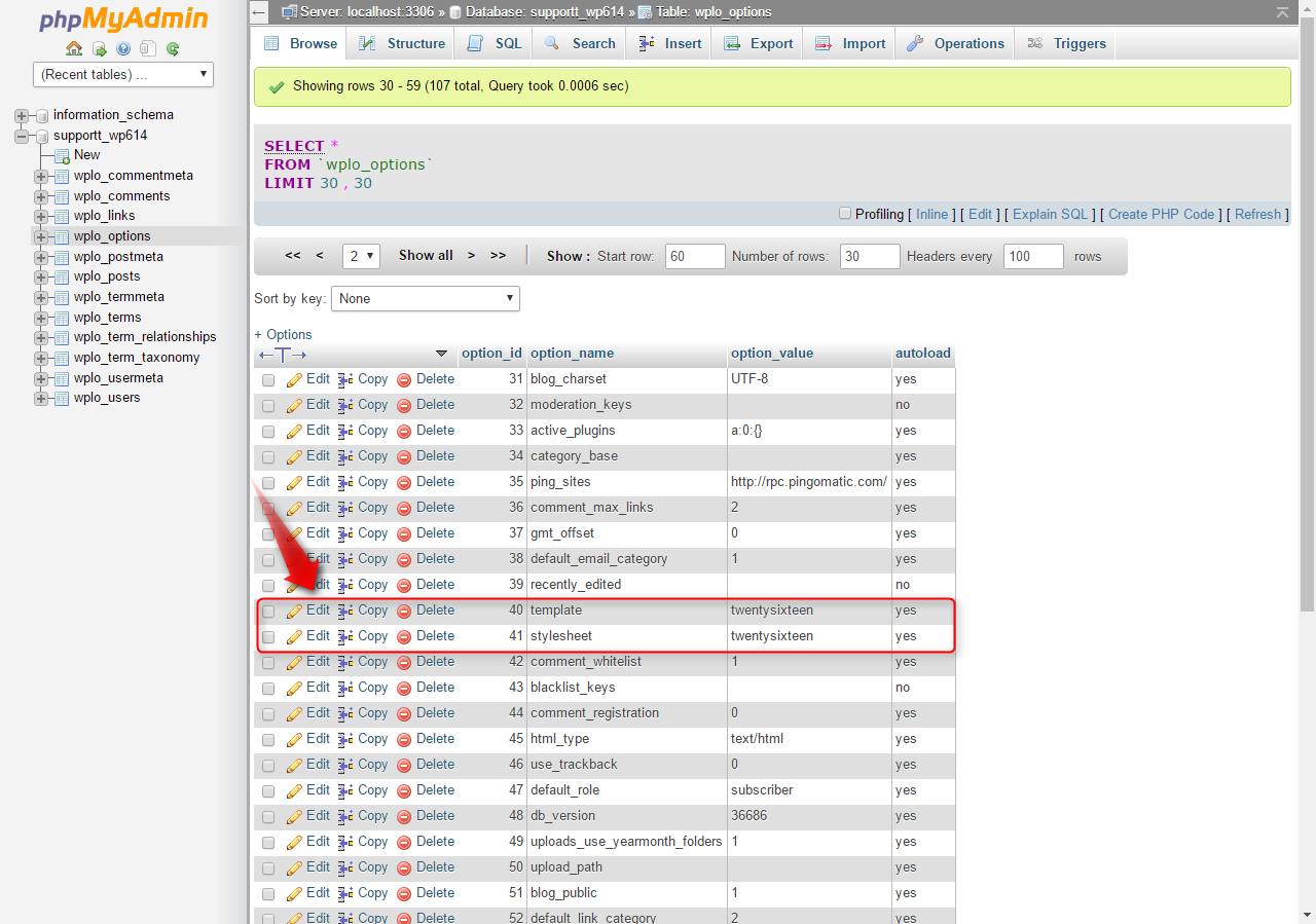Changing WordPress Theme via phpmyadmin - Mondoze Cloud
